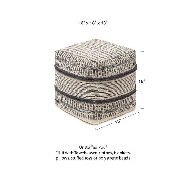 REDEARTH UNSTUFFED Pouf Ottoman Cover Textured Boho Storage Cube Poof
